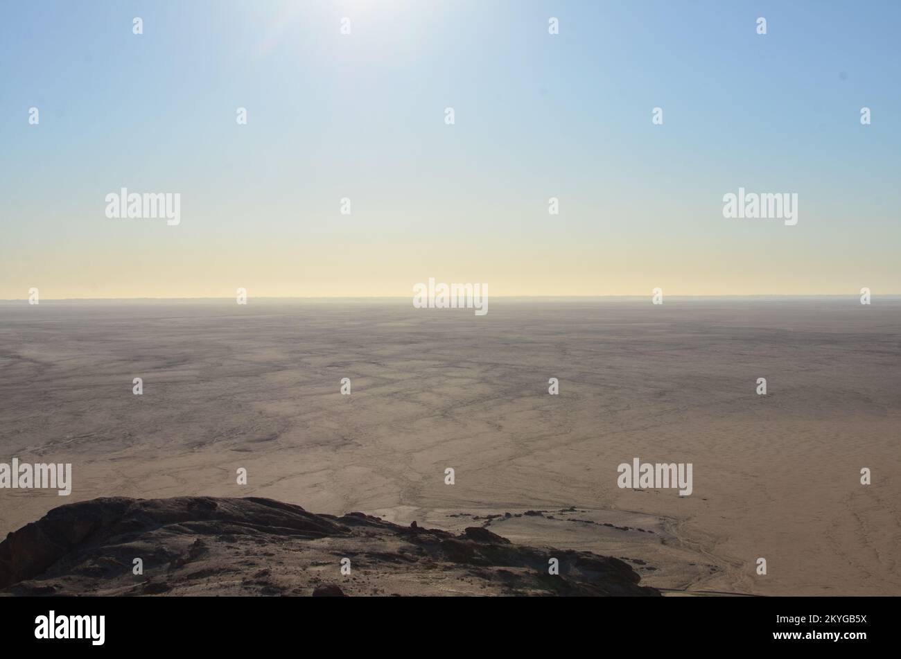 mirabib lonely scenic Granit Rock in the Desert Panorama sunrise Stock ...