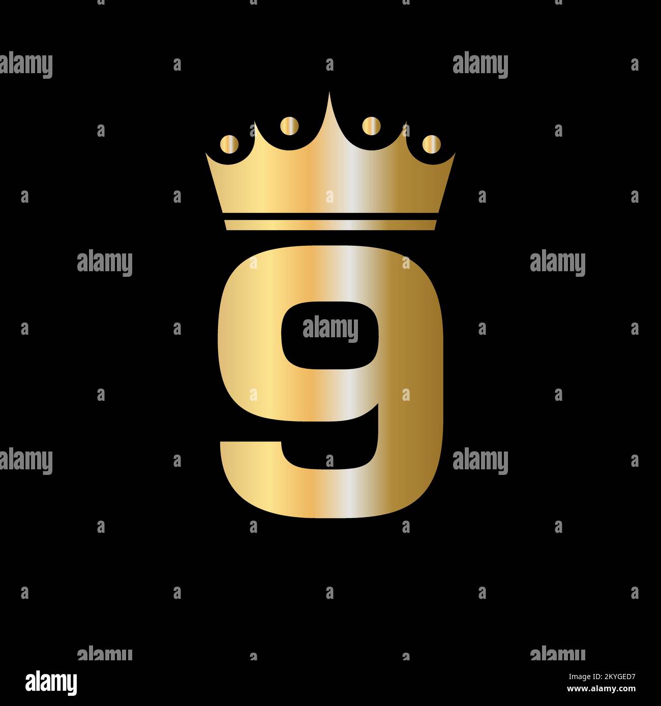 Letter 9 Charity Crown Logo Design With Unit Symbol Vector Template ...