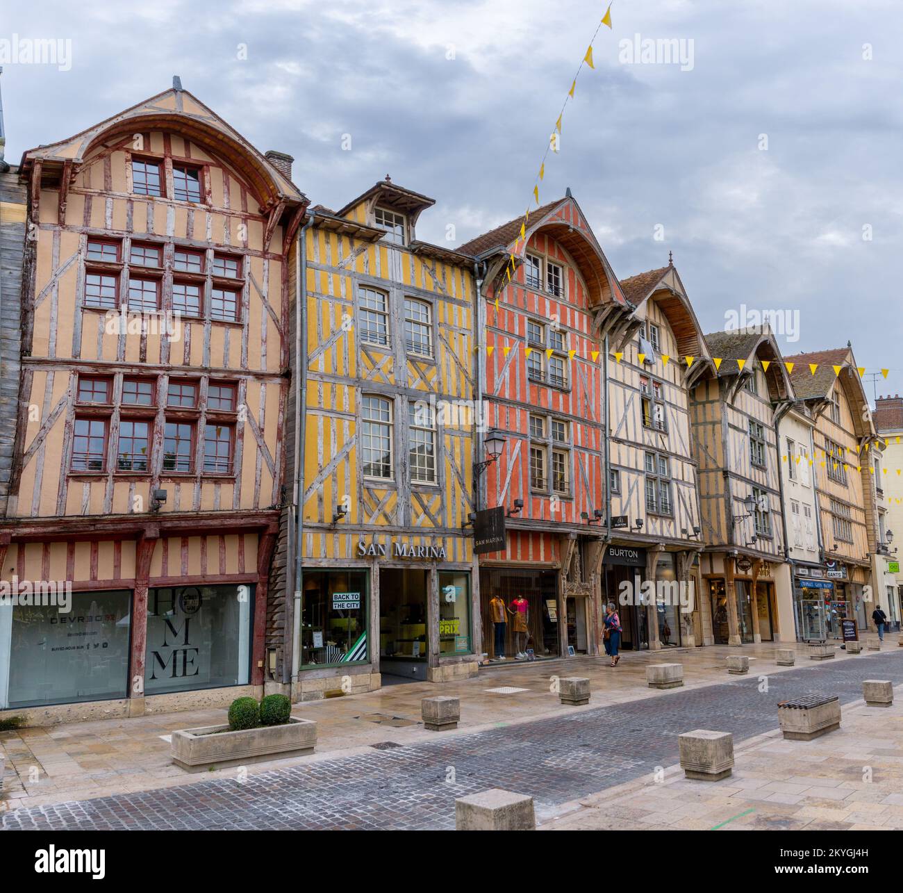 Troyes, France- 13 September, 2022: medieval half-timbered houses in ...