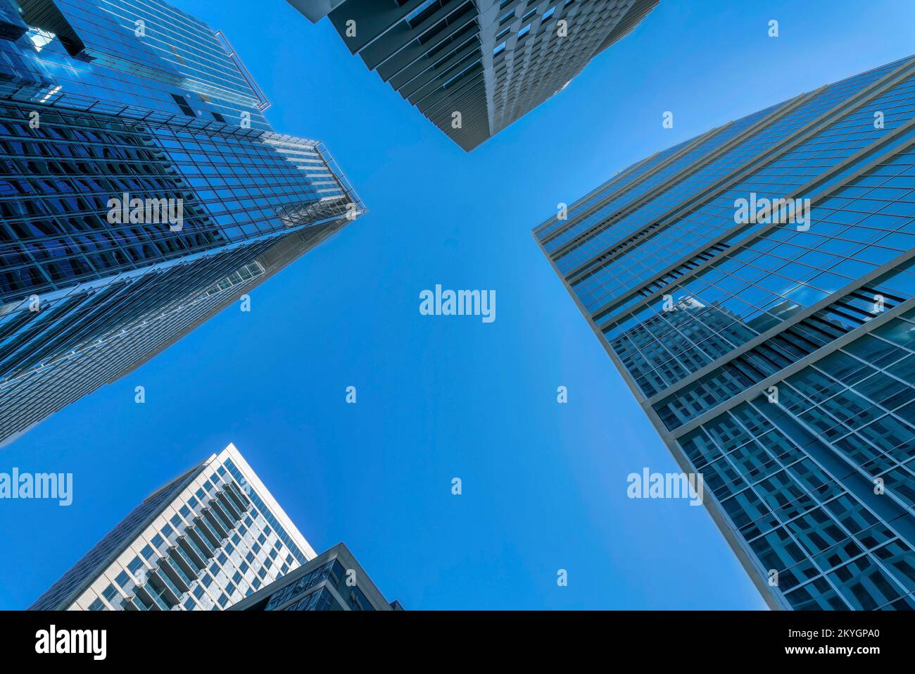 Low angle view of corporate and residential skyscrapers in Austin ...