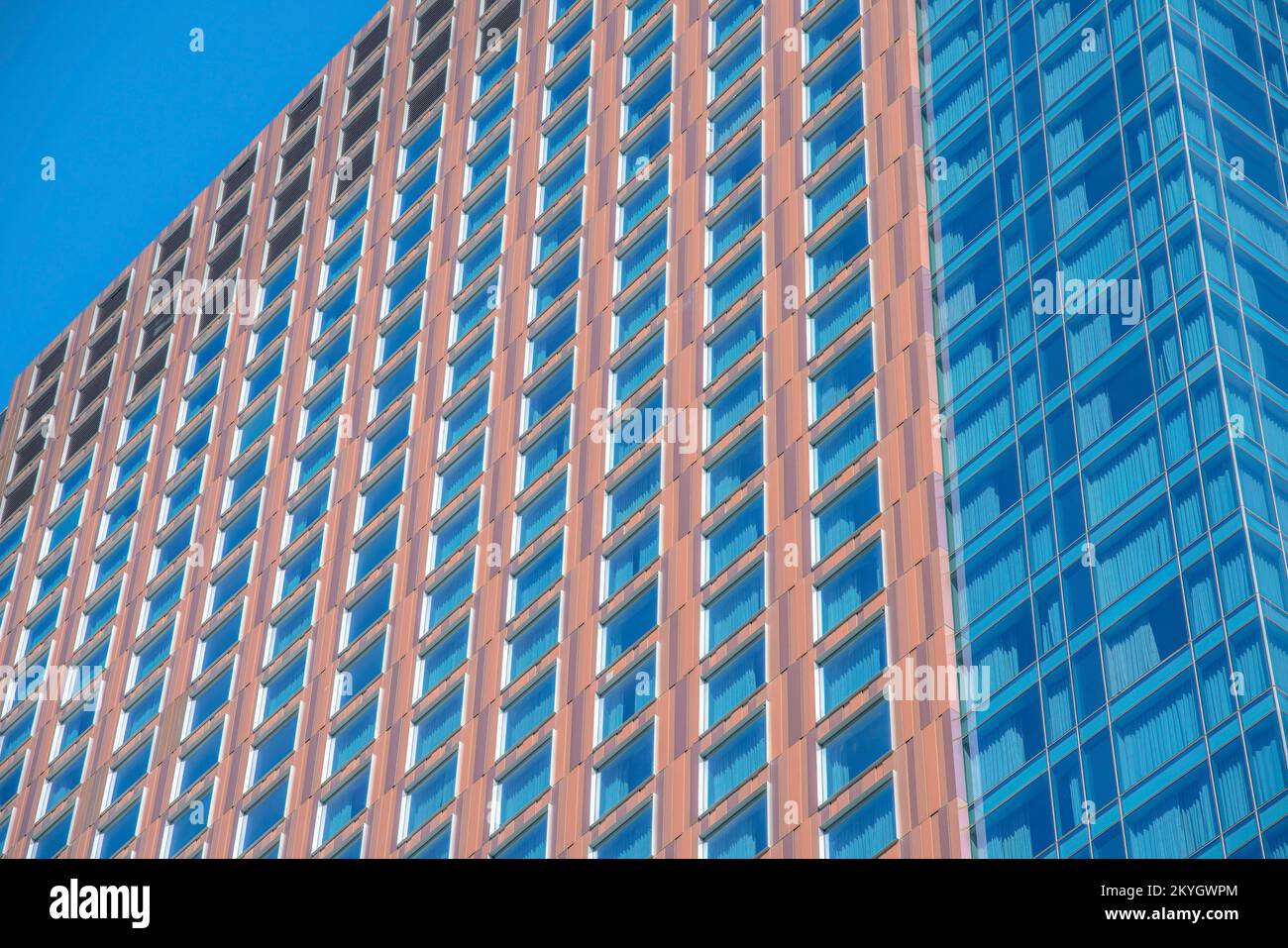 Austin, Texas- Modern building with clear glass window walls. Building ...