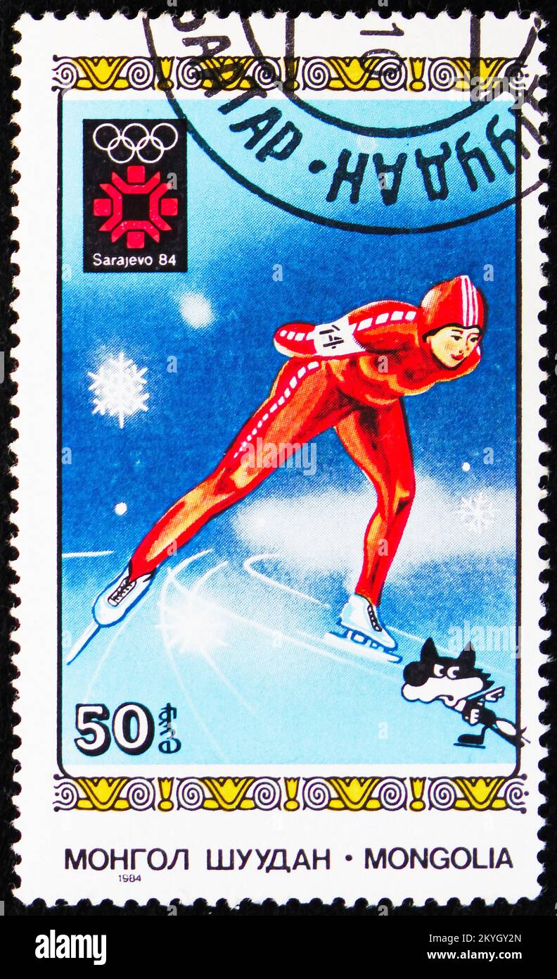 MOSCOW, RUSSIA - OCTOBER 29, 2022: Postage stamp printed in Mongolia ...