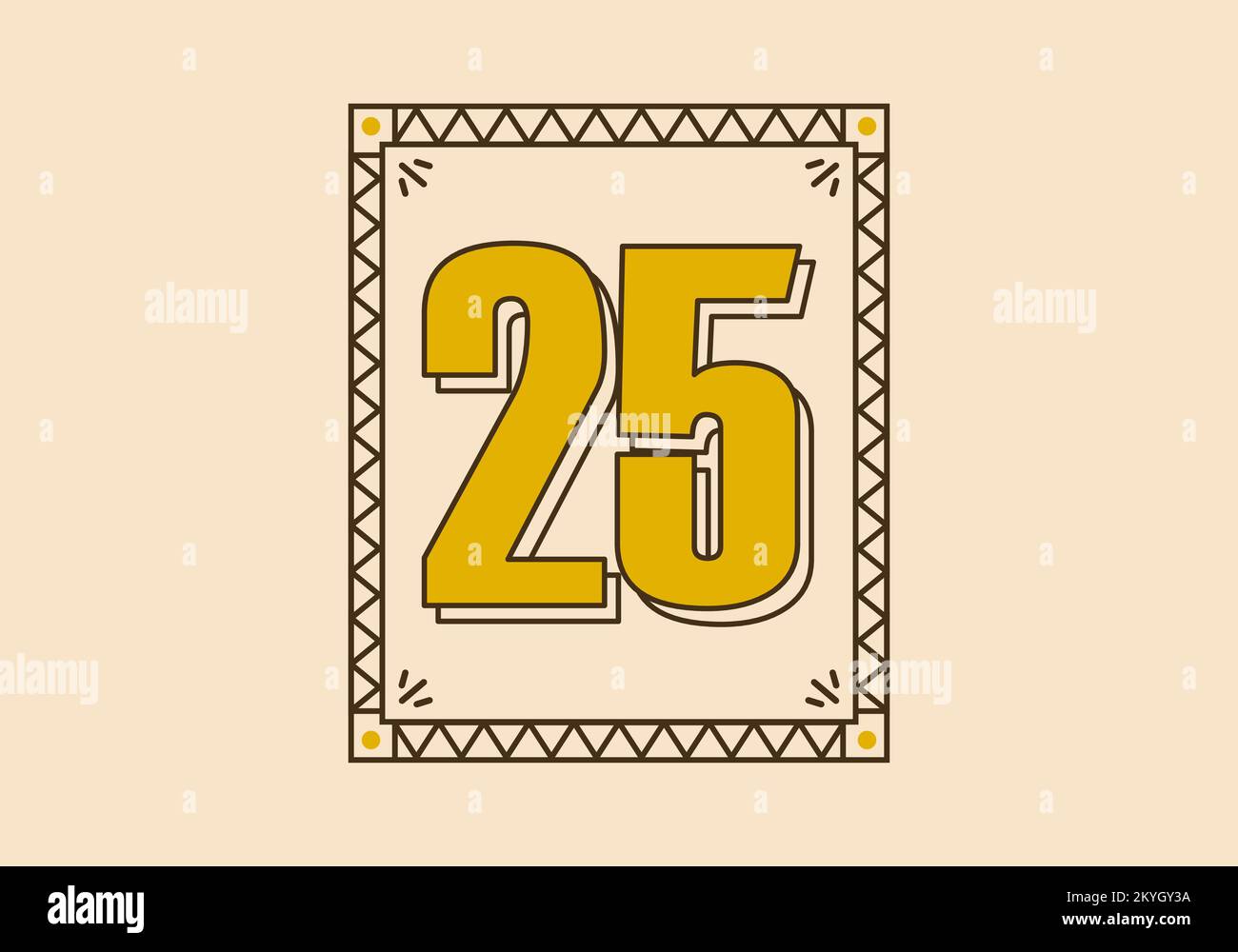 Retro rectangle frame with number 25 on it Stock Vector Image & Art - Alamy