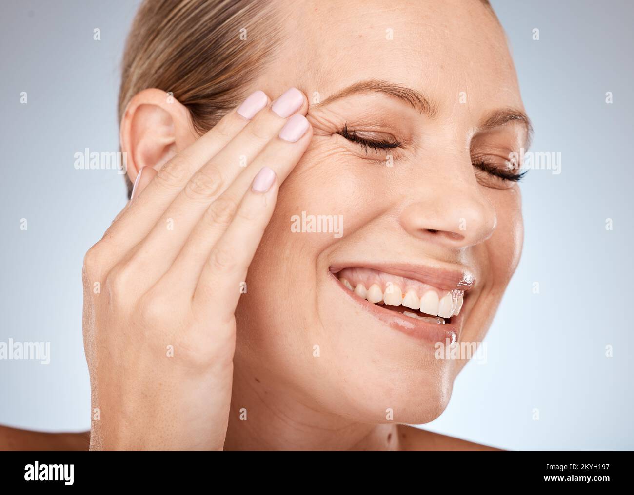 Skincare, beauty glow and face of a woman marketing dermatology, clean ...