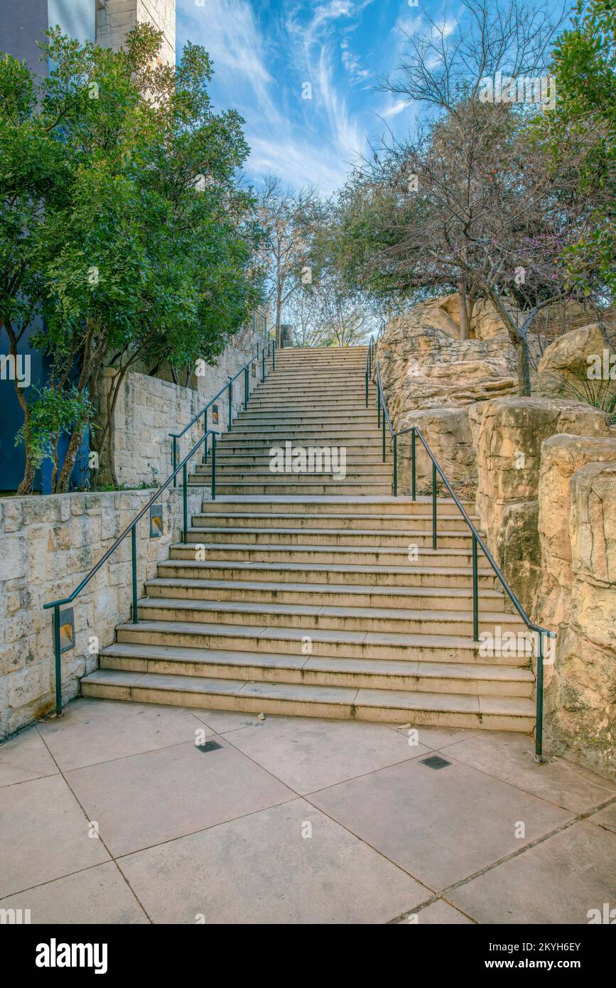 San Antonio, Texas- Staircase at River Walk near San Antonio River ...