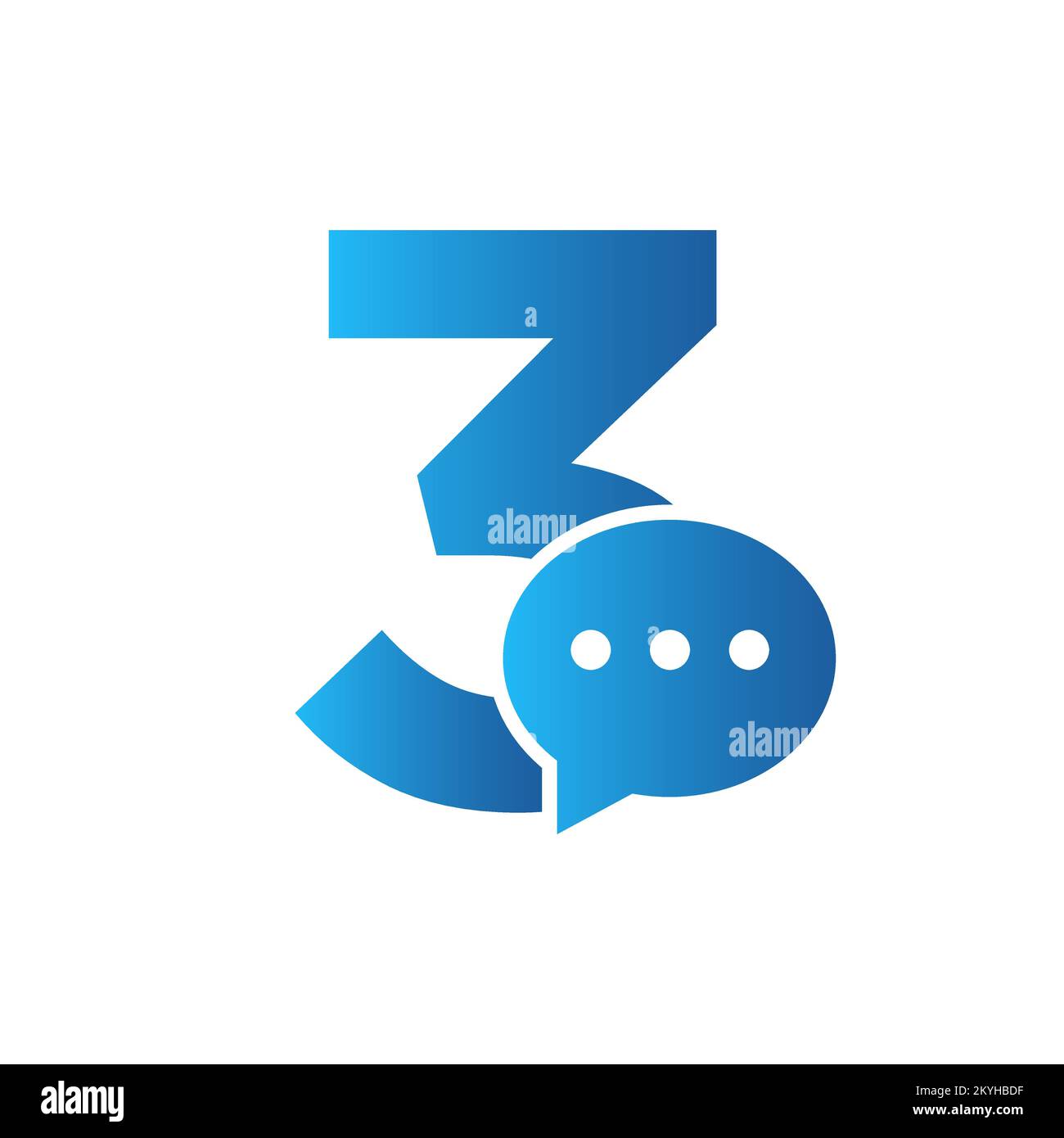Letter 3 Chat Communicate Logo Design Concept With Bubble Chat Symbol ...
