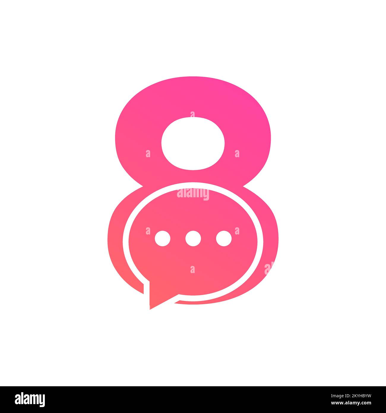 Letter 8 Chat Communicate Logo Design Concept With Bubble Chat Symbol ...