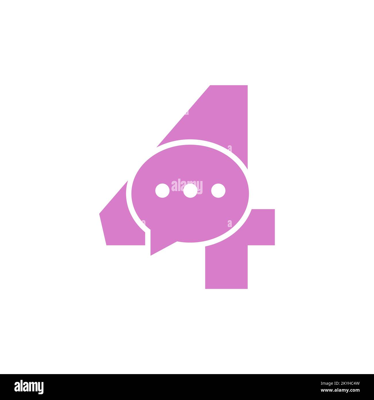 Letter 4 Chat Communicate Logo Design Concept With Bubble Chat Symbol ...