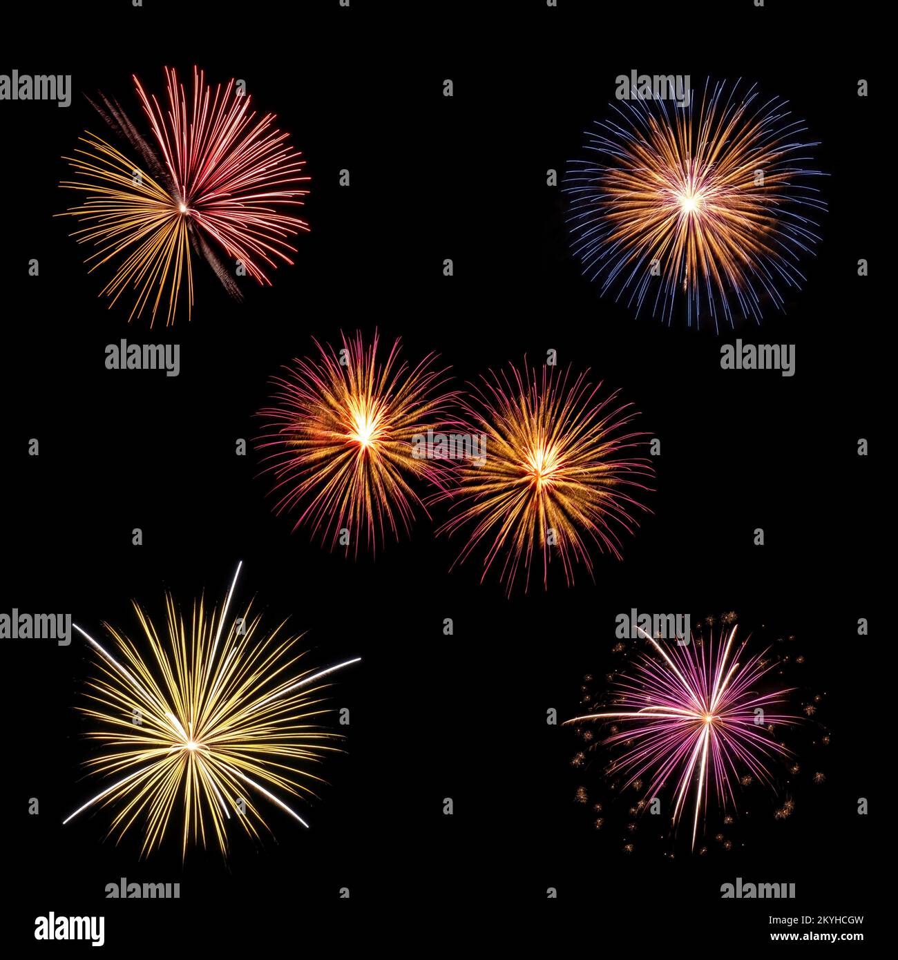 Real Fireworks display celebration, Colorful New Year Firework ...