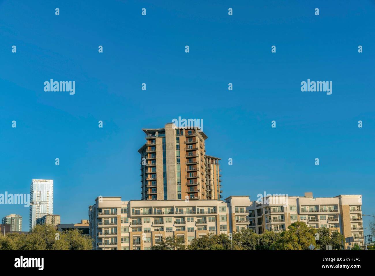 Austin, Texas- Apartment buildings with contemporary exterior against ...