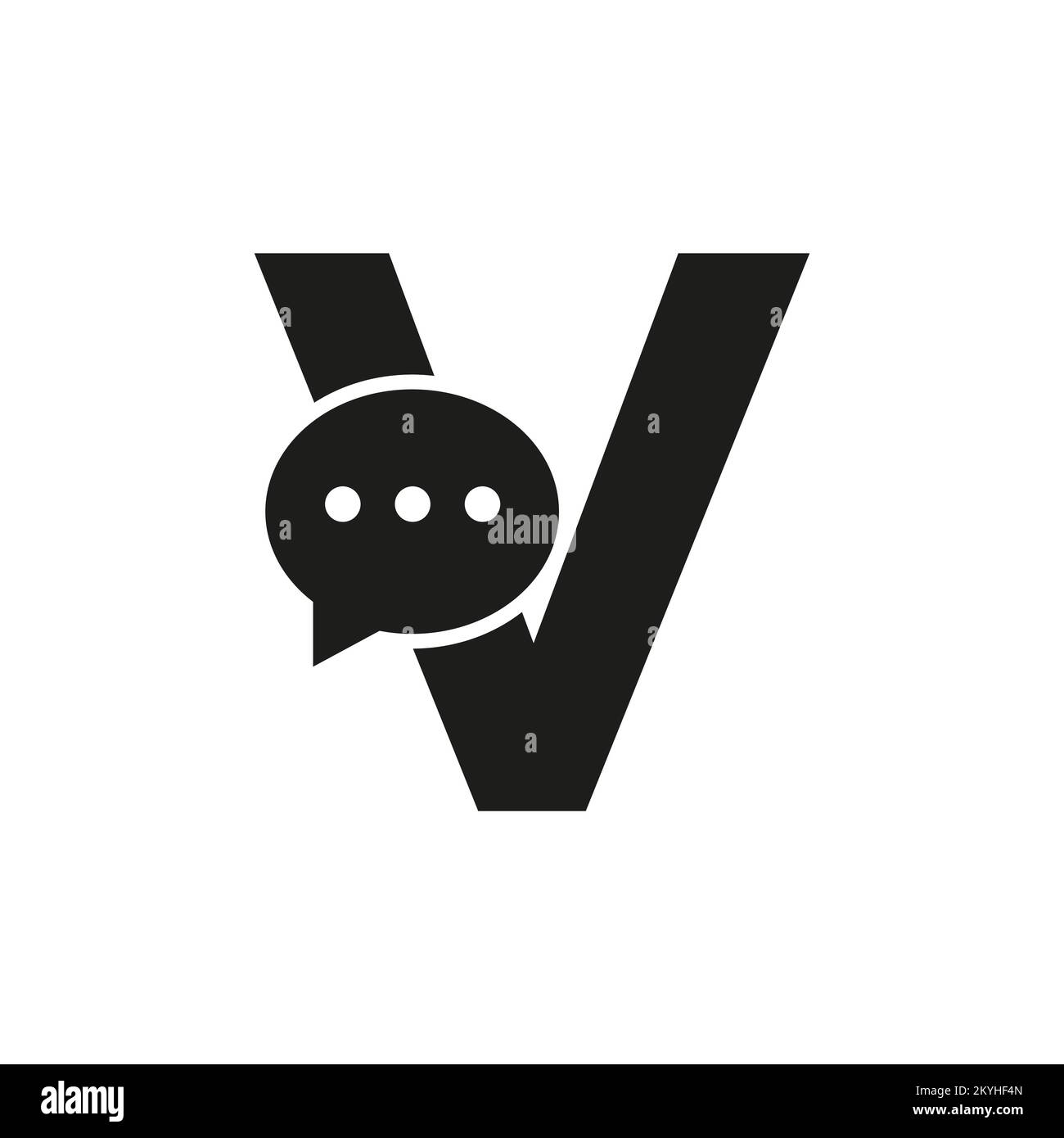 Letter V Chat Communicate Logo Design Concept With Bubble Chat Symbol ...