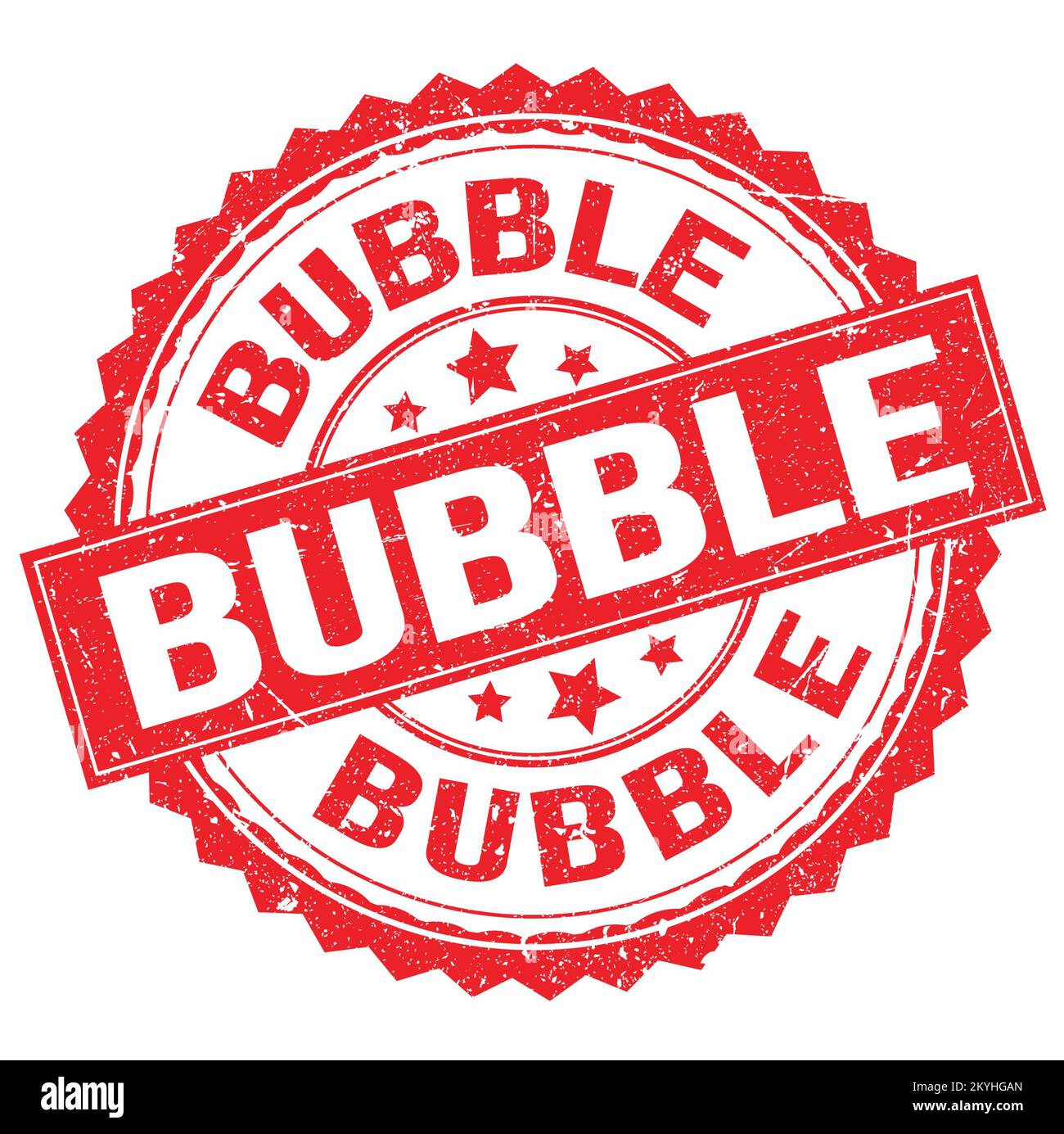 BUBBLE text written on red round stamp sign Stock Photo - Alamy