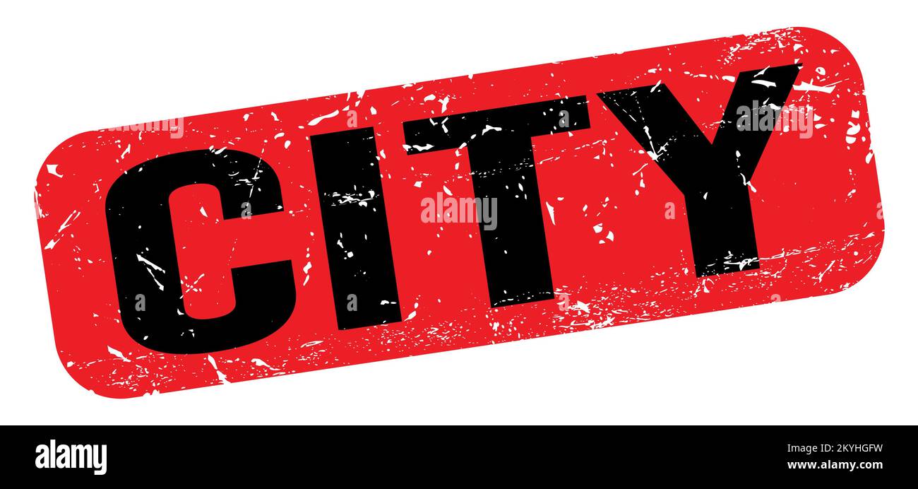 CITY text written on red-black grungy stamp sign Stock Photo - Alamy
