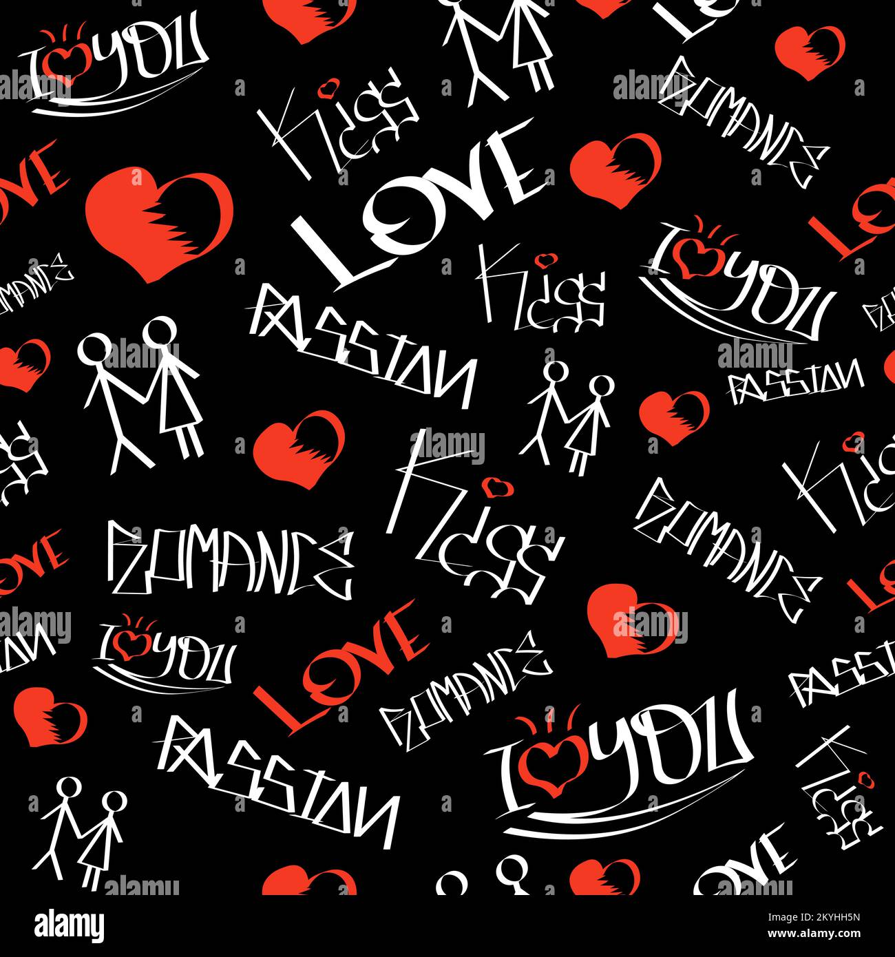 Black, red and white love seamless pattern Stock Vector Image & Art - Alamy
