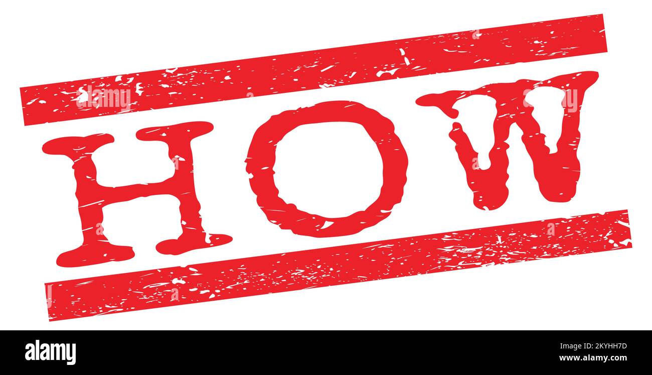 HOW text written on red grungy lines stamp sign Stock Photo - Alamy