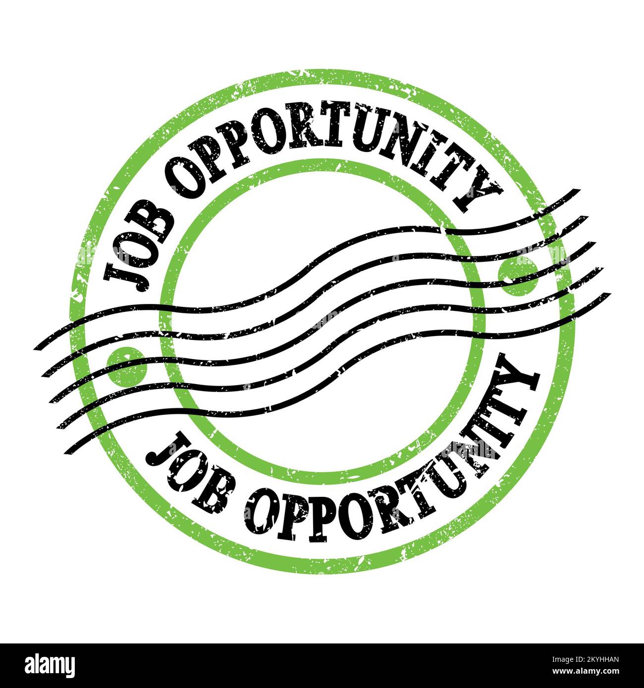 JOB OPPORTUNITY, text written on green-black grungy postal stamp Stock ...
