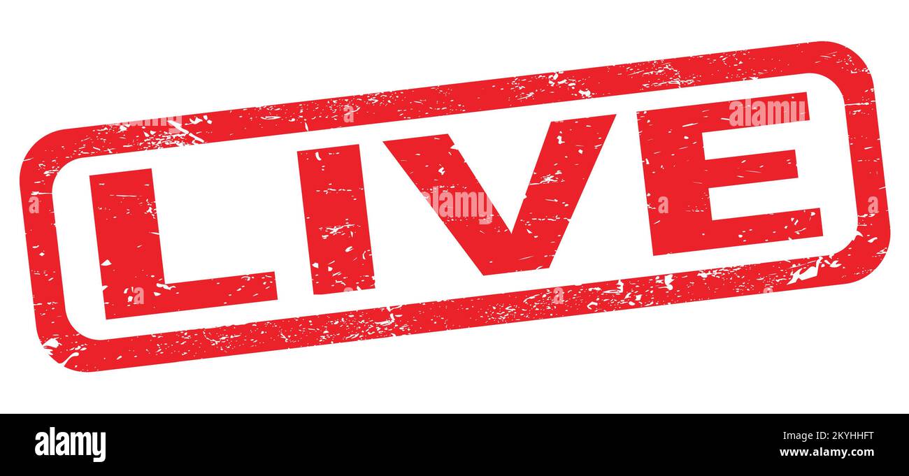 LIVE text written on red rectangle stamp sign Stock Photo - Alamy