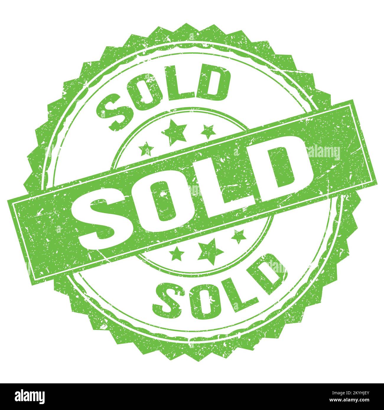 SOLD text written on green round stamp sign Stock Photo - Alamy