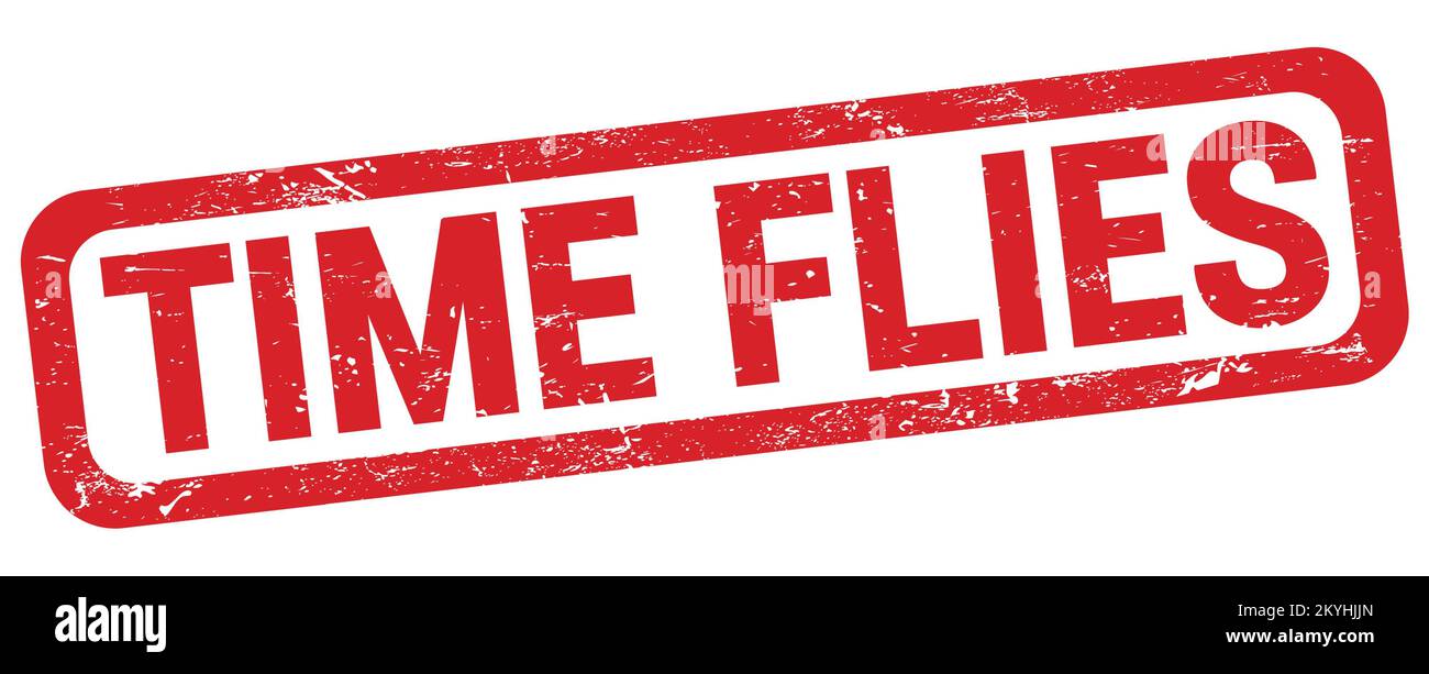 TIME FLIES text written on red rectangle stamp sign Stock Photo - Alamy