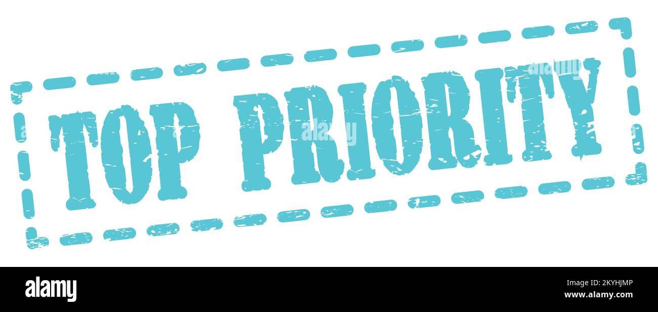 TOP PRIORITY text written on blue dash stamp sign Stock Photo - Alamy