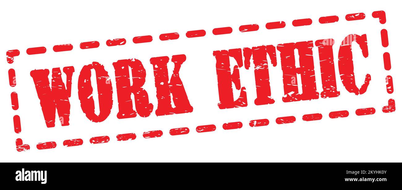 WORK ETHIC text written on red dash stamp sign Stock Photo - Alamy