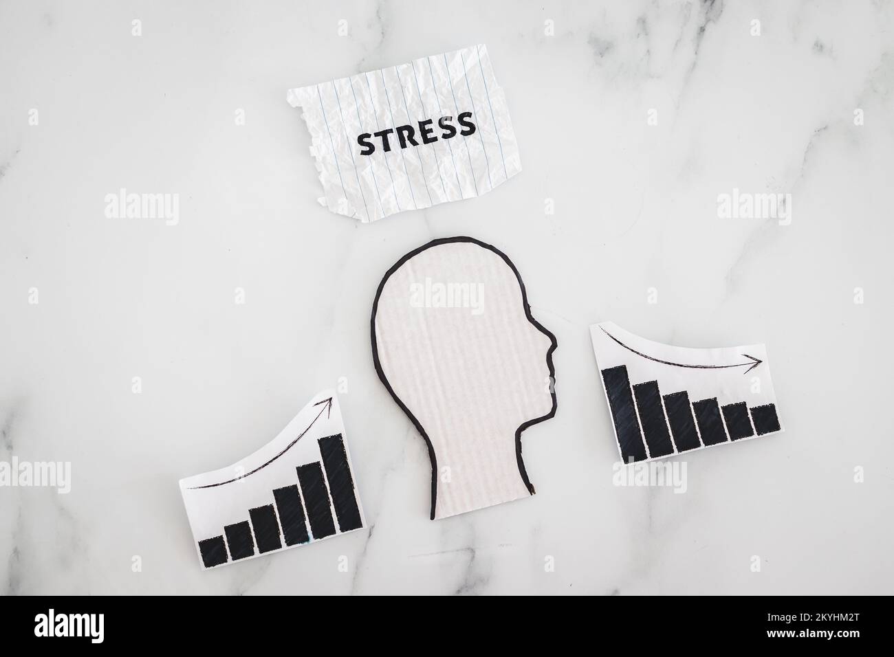 mental health and mood swings conceptual image, cardboard head with ...