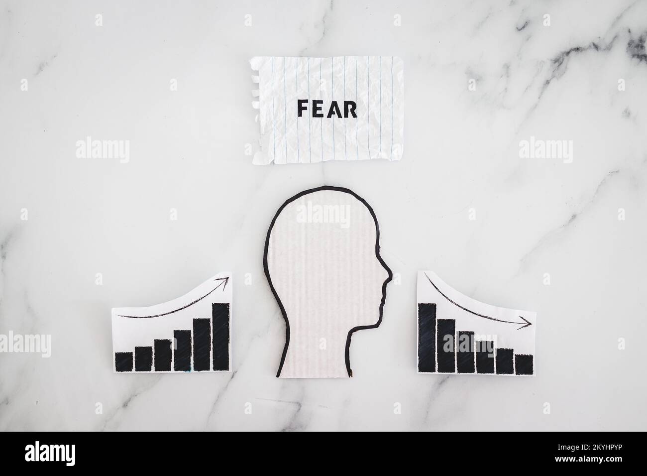 mental health and mood swings conceptual image, cardboard head with ...