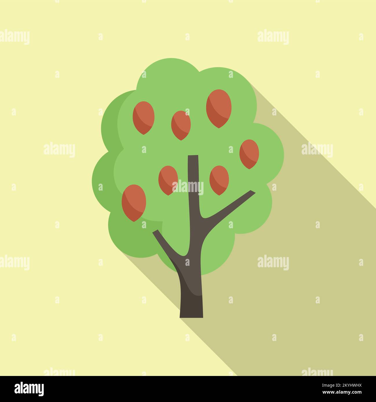 Nut tree icon flat vector. Harvest plant. Farm bush Stock Vector Image ...