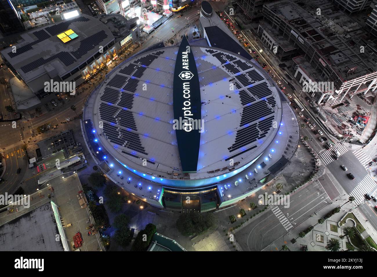 A general overall aerial view of the Crypto.com Arena, Wednesday, Dec ...