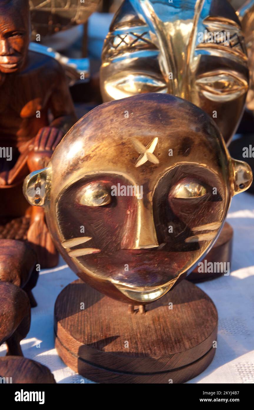 Traditional masks, Craft market, Kinshasa, Democratic Republic of the ...