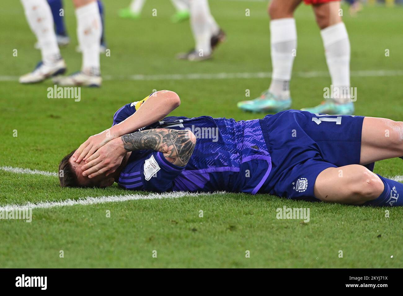 Lionel MESSI (ARG) on the ground after foul play on the penalty kick ...