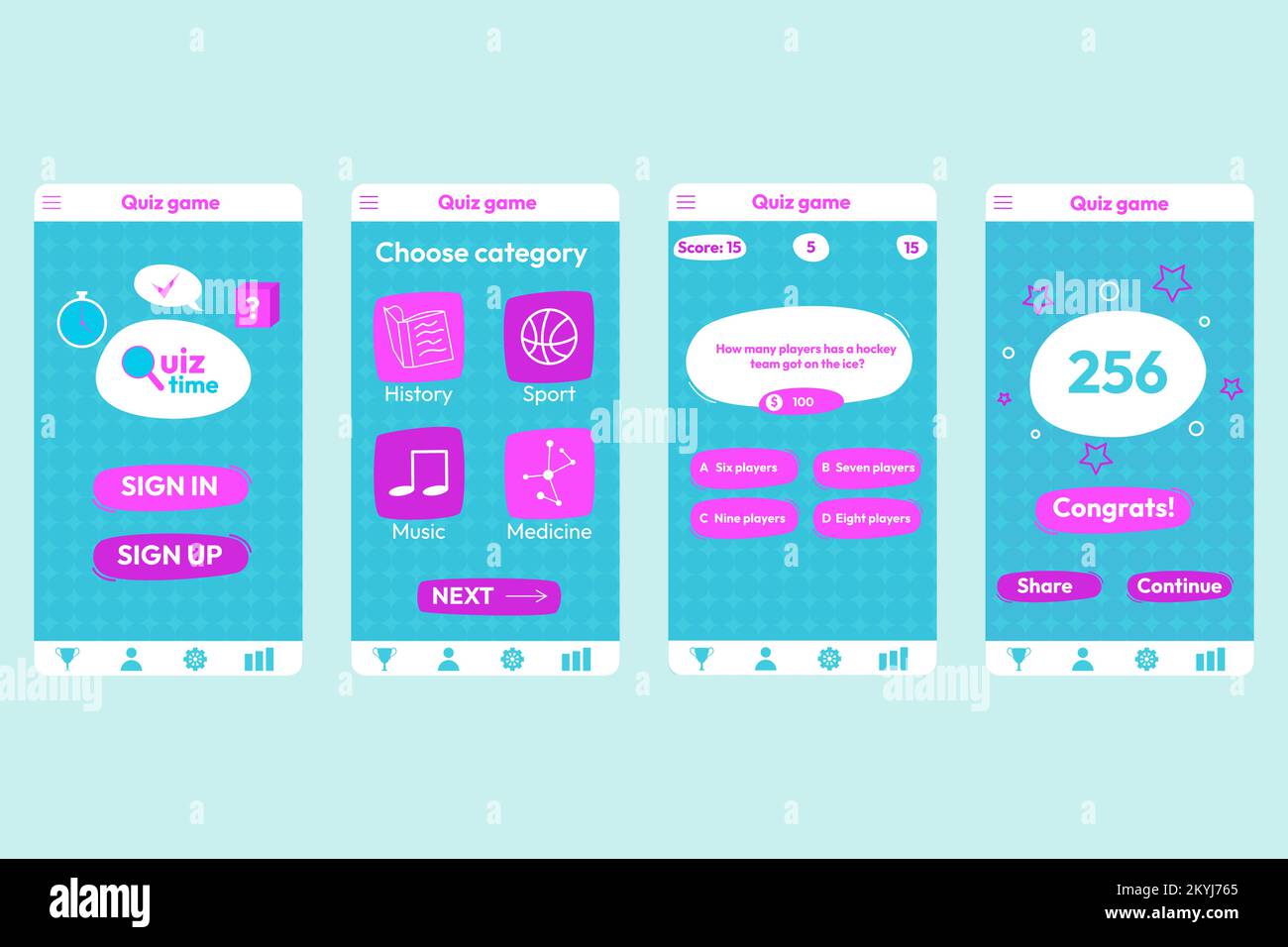 Quiz Test Lottery Millionaire Menu Template Quiz Game Frame Flat