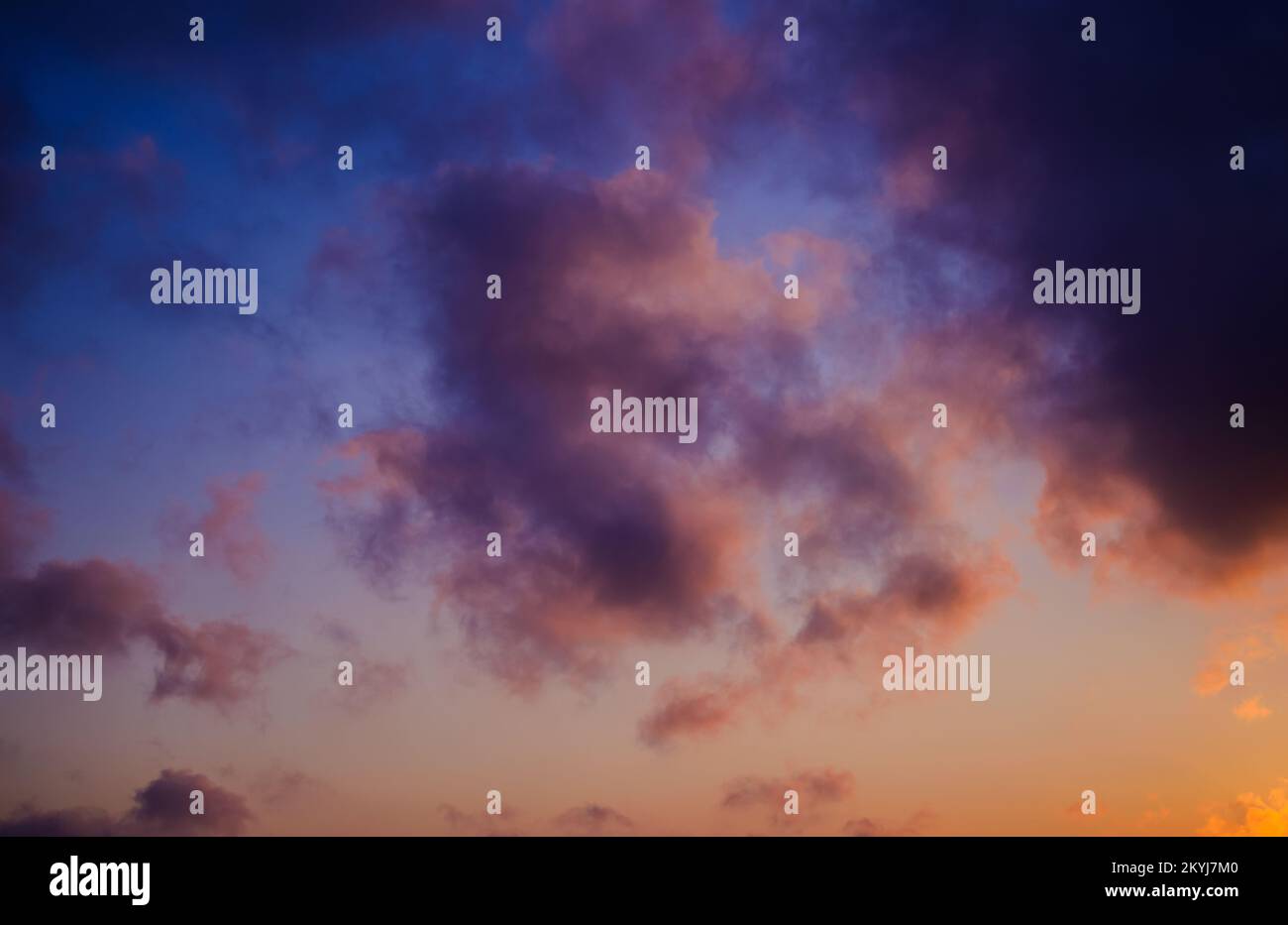 Sky with colorful and vivid sunset clouds. Natural background Stock ...