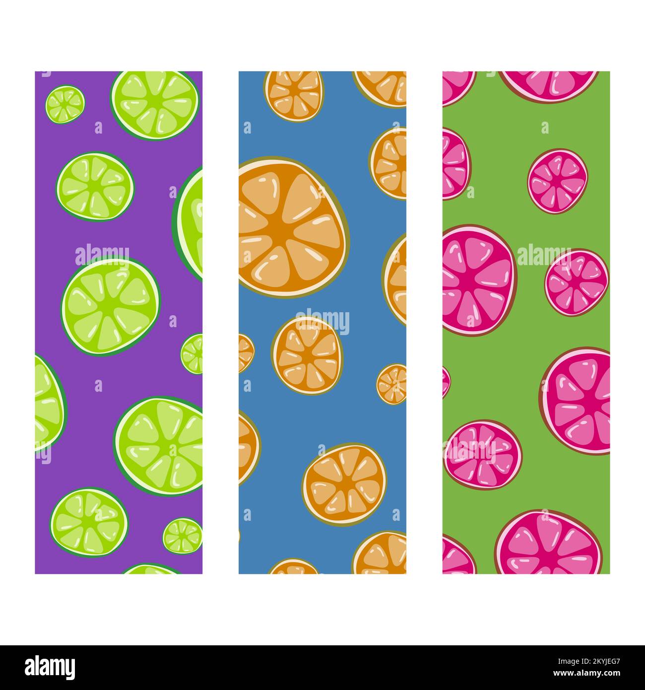 Three citrus fruit colored seamless pattern set Stock Vector Image & Art - Alamy