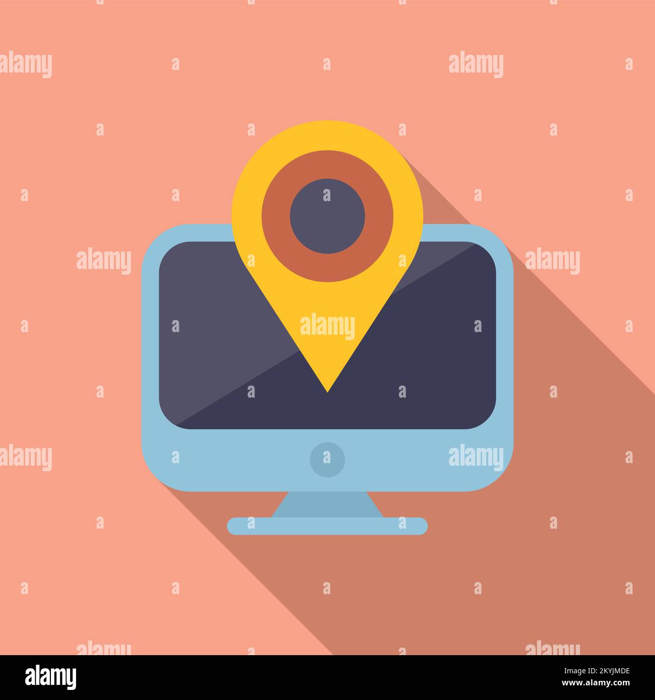Pc location icon flat vector. Web button. Email app Stock Vector Image ...