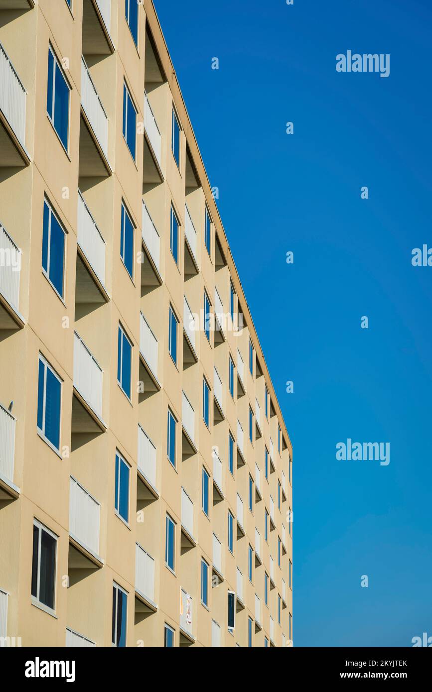 Building with balconies and sliding windows at Destin, Florida. Side ...