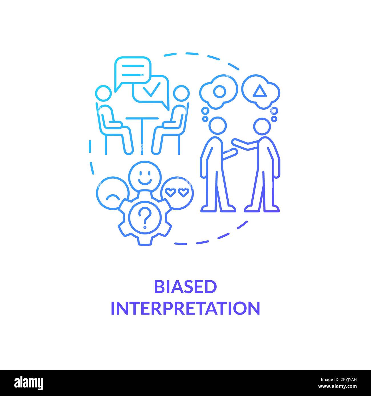 Biased interpretation blue gradient concept icon Stock Vector Image ...