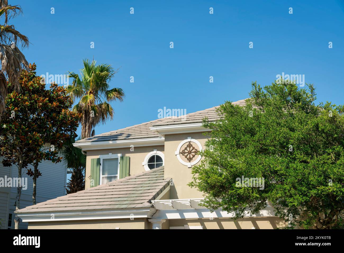 Top exterior of a house with asphalt composite roof shingles at Destin ...