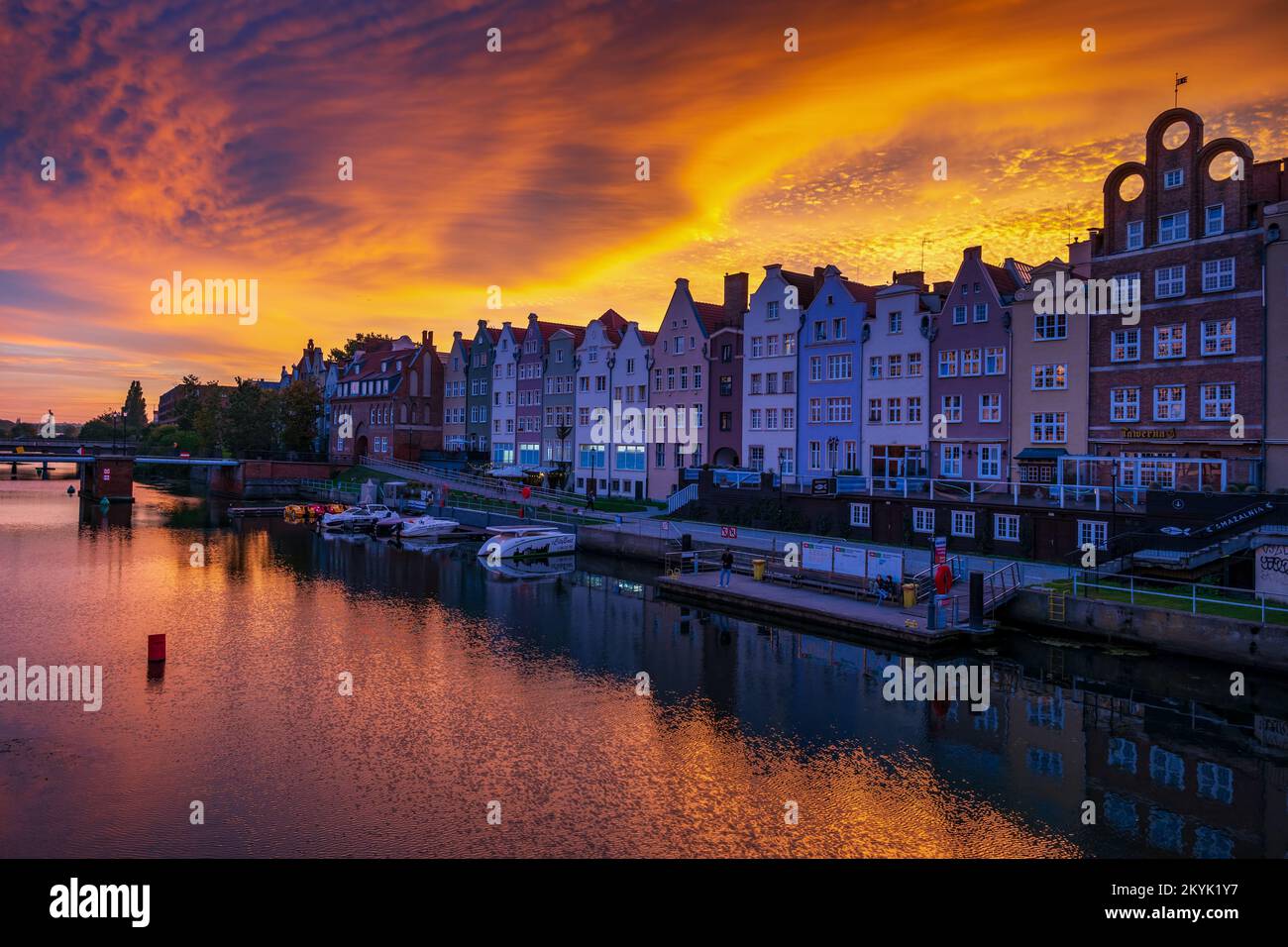 Old Town skyline in city of Gdansk in Poland with beautiful vivid sky ...