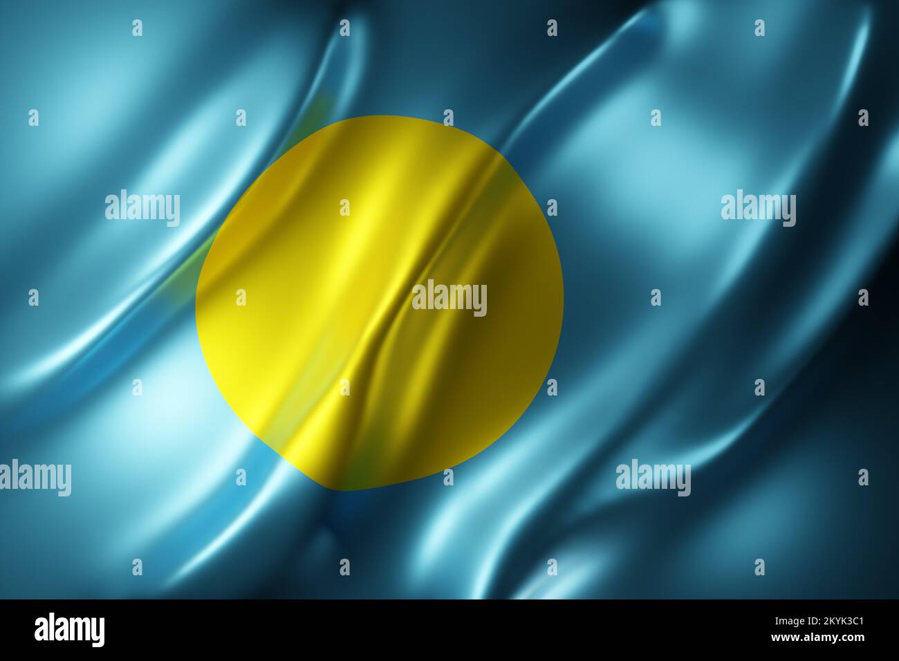 3d rendering of a detail of a silked Palau flag Stock Photo - Alamy
