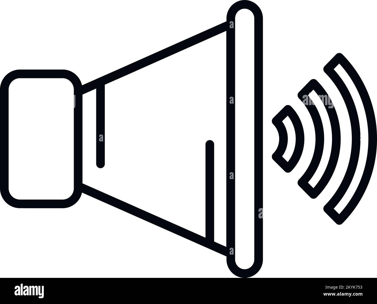Loud speaker icon outline vector. Button interface. Pin play Stock ...