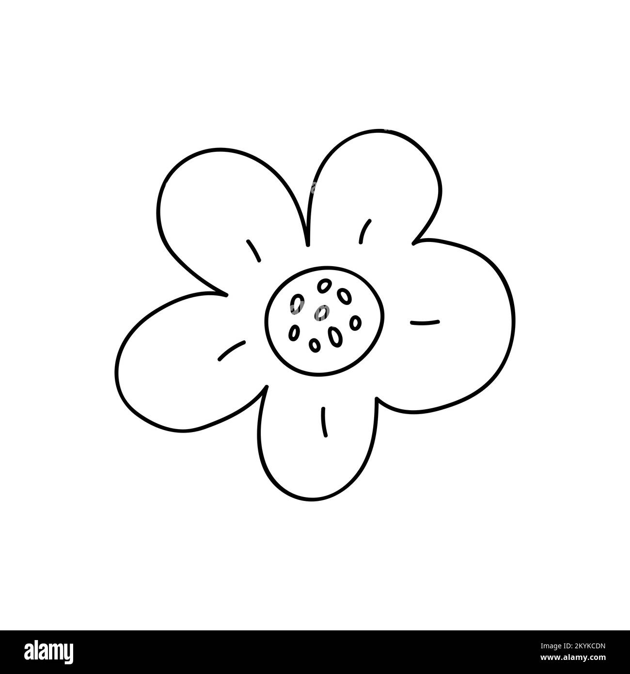 Cute doodle flower isolated on white background. Vector hand-drawn ...