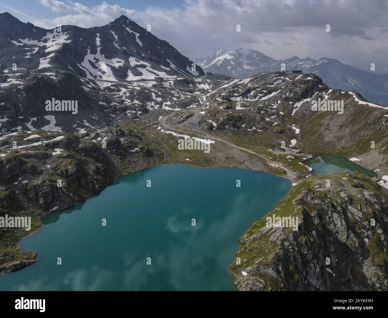 Aerial panoramic view of the Swiss Alps near Verbier in Switzerland ...