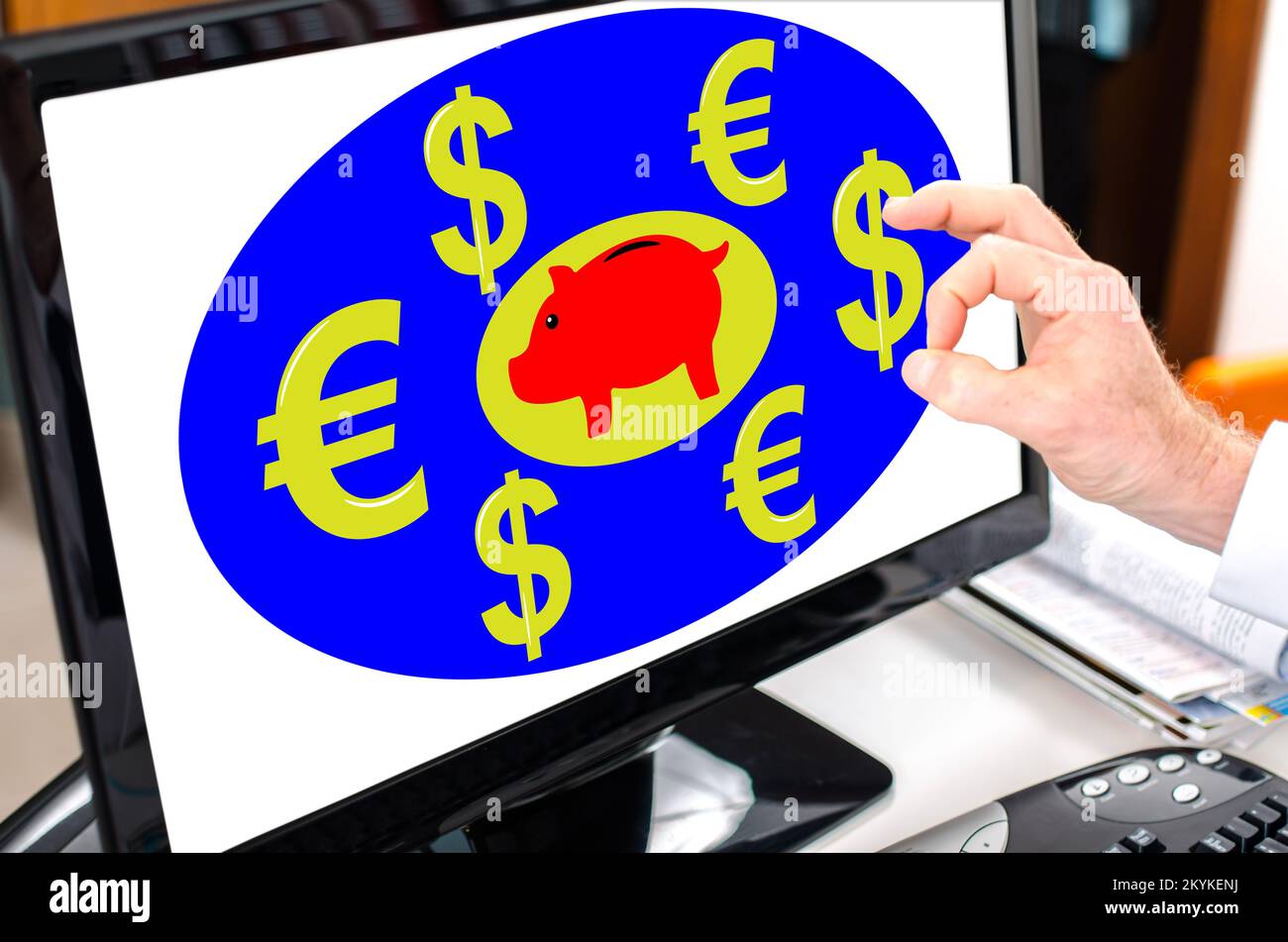 Saving money concept shown on a computer screen Stock Photo - Alamy