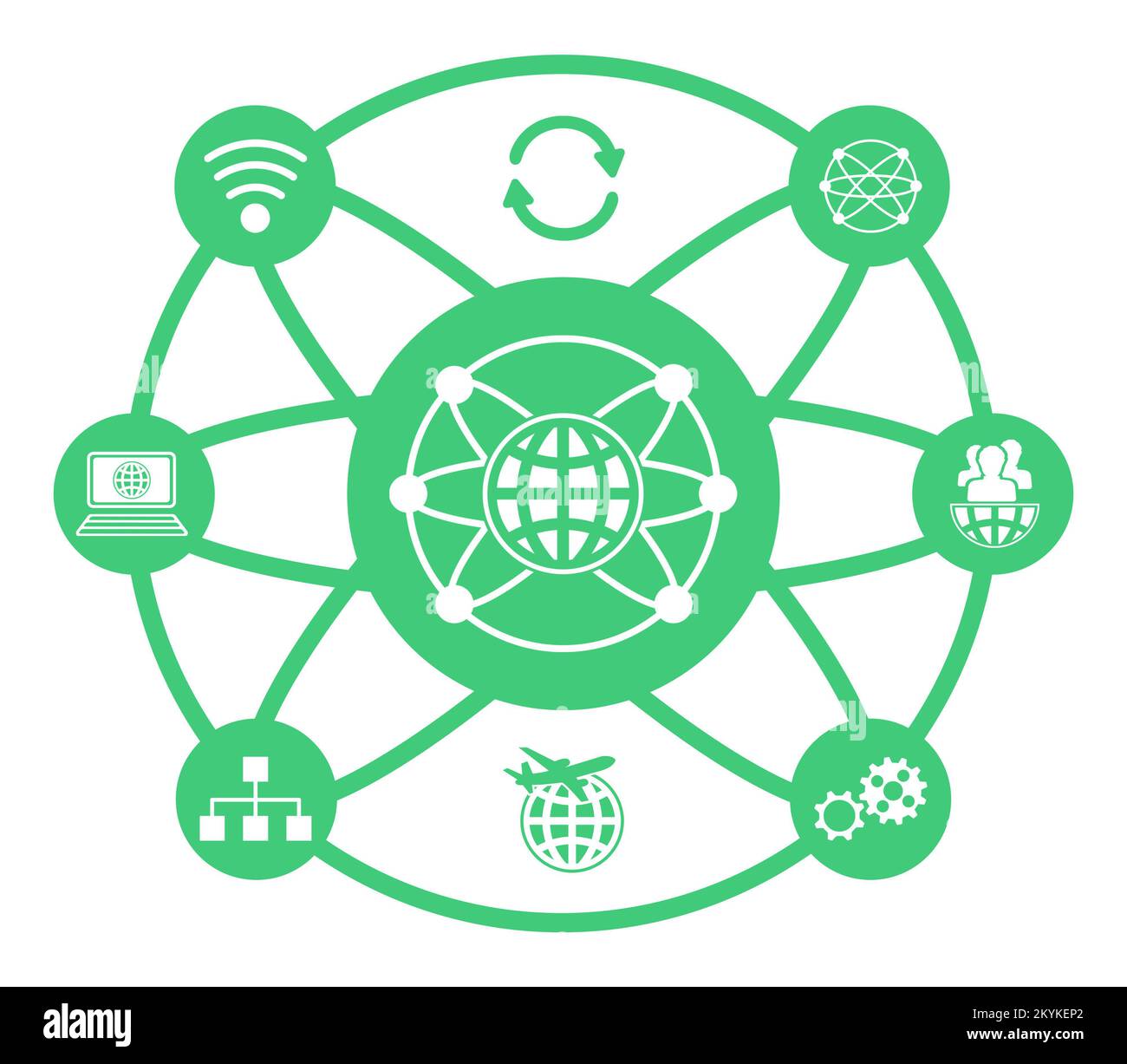 Concept of globalization with connected icons Stock Photo - Alamy