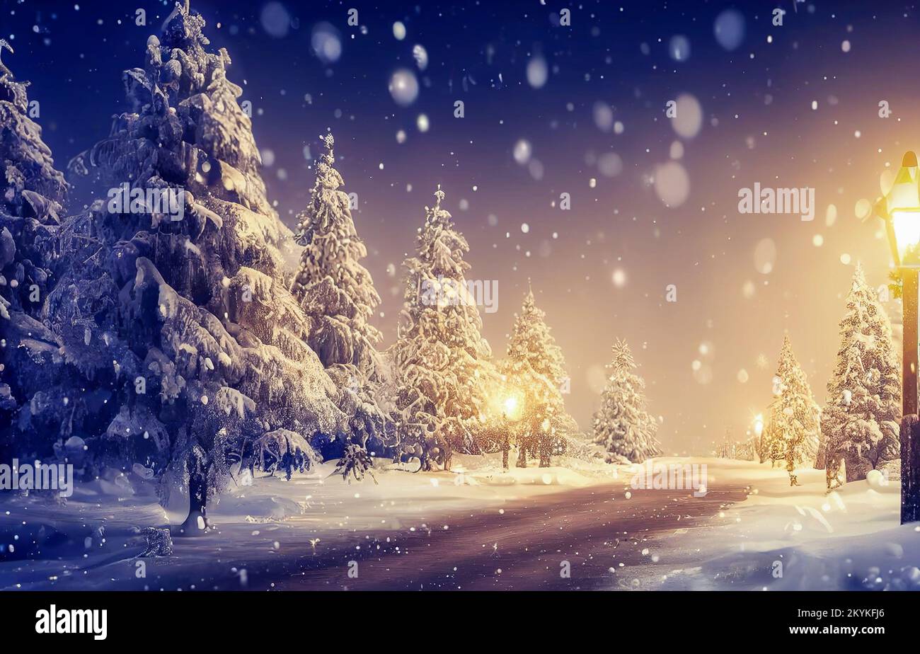 winter landscape with snow and trees Stock Photo - Alamy