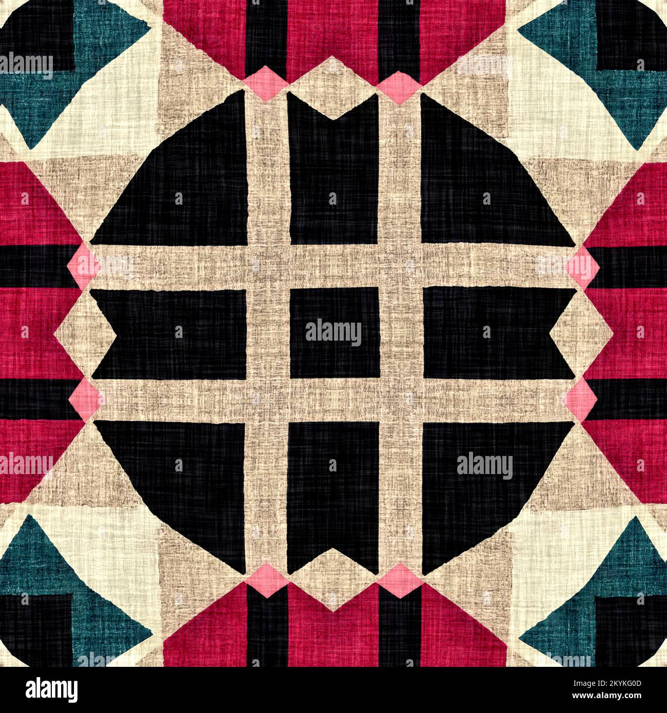 Quilted Americana geo seamless pattern. Cottagecore all over retro ...