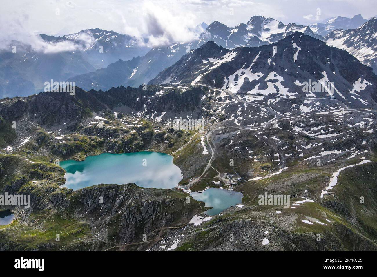 Aerial panoramic view of the Swiss Alps near Verbier in Switzerland ...