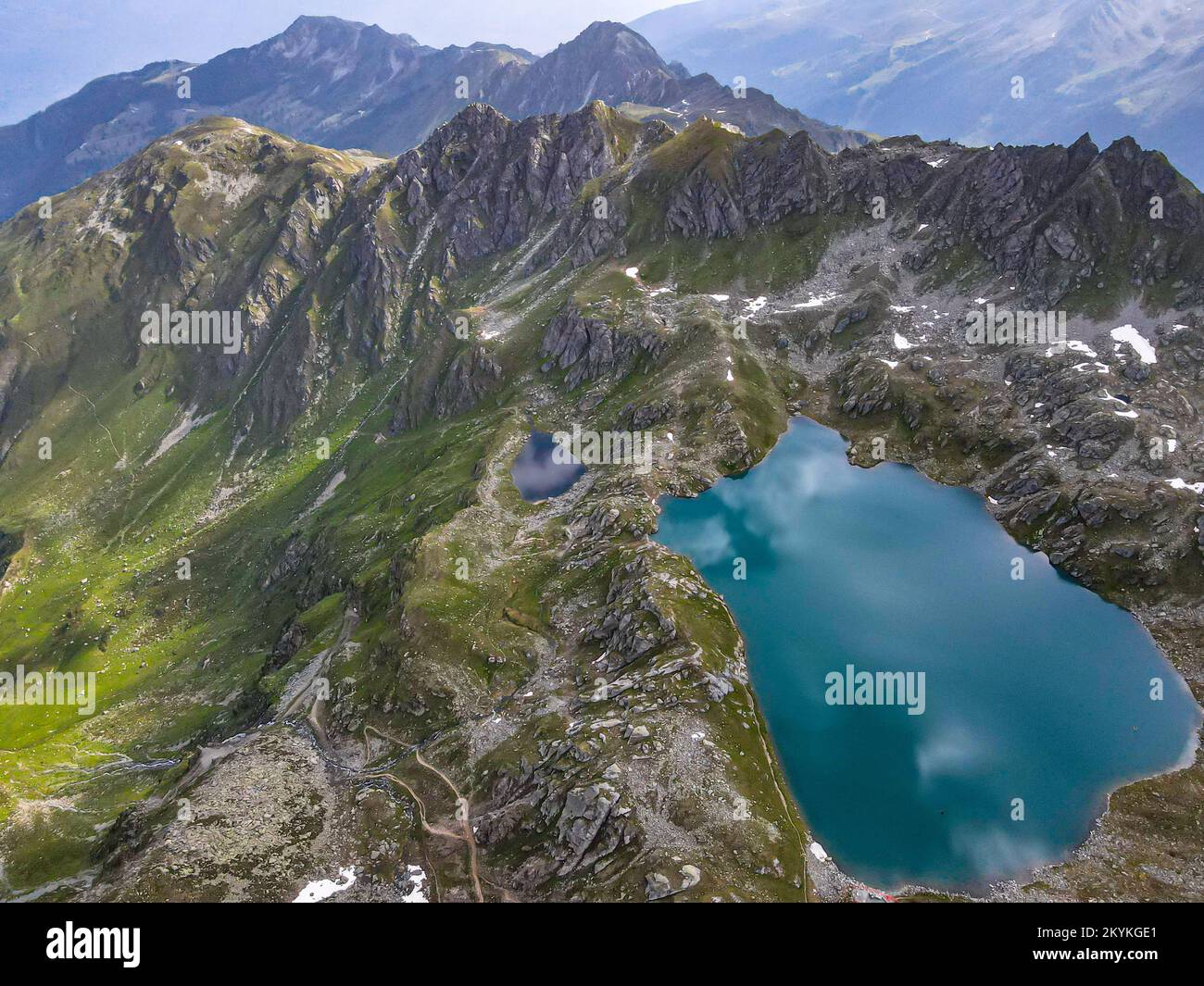 Aerial panoramic view of the Swiss Alps near Verbier in Switzerland ...