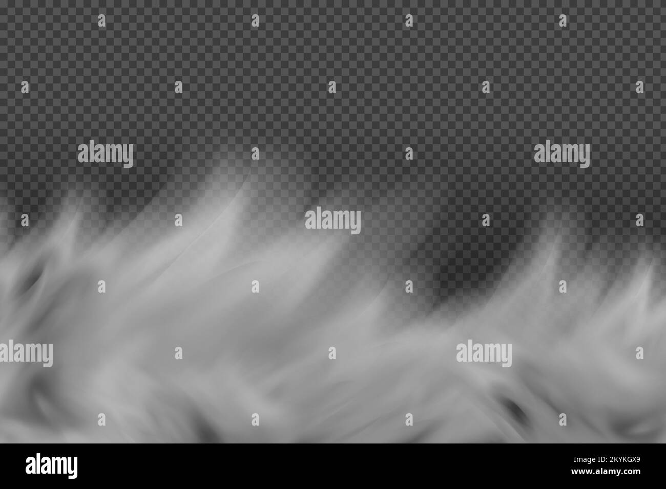 Cloudy sky or smog over the city.Vector illustration.White vector ...